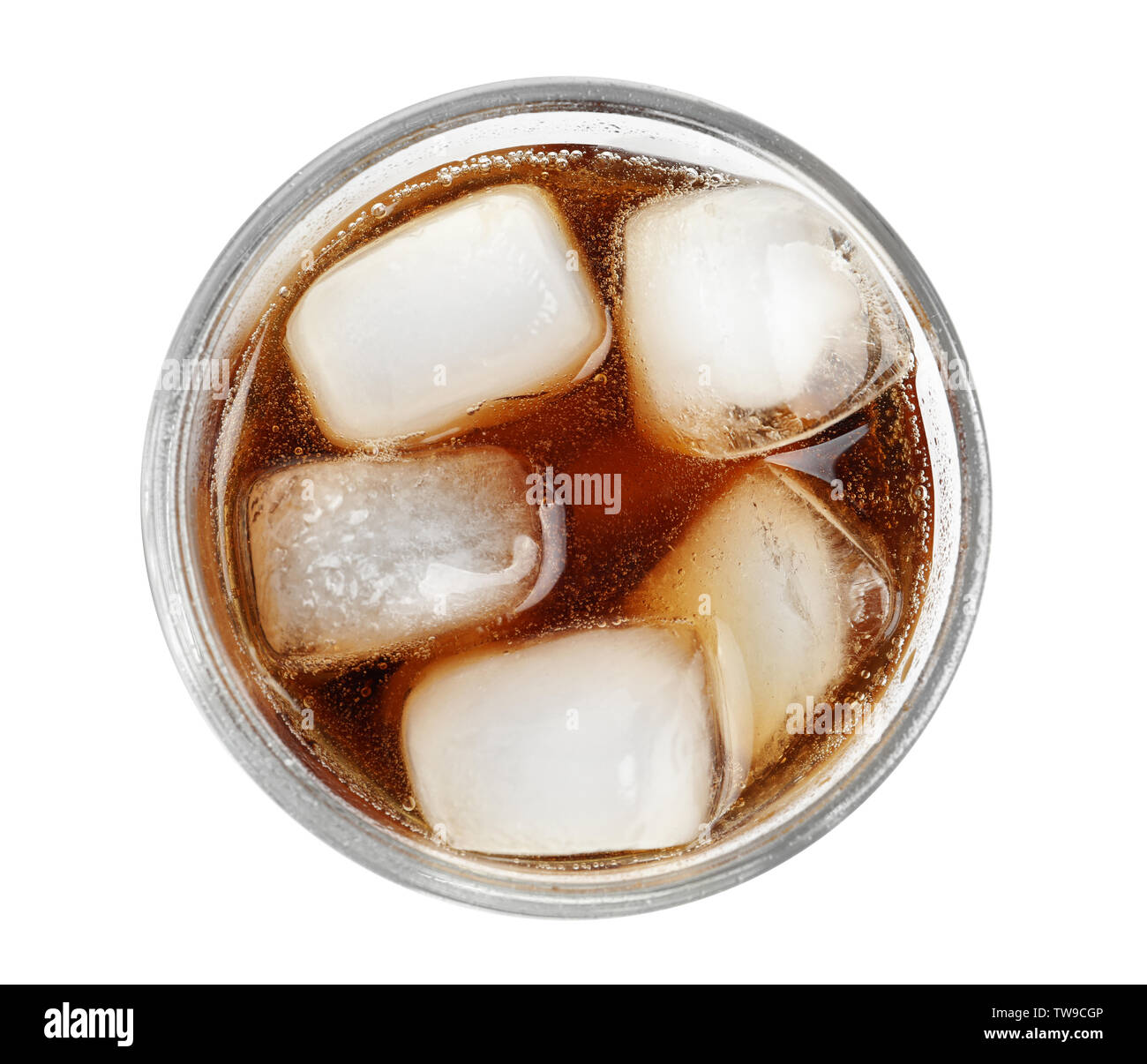 Cold cola in glass on white background Stock Photo - Alamy