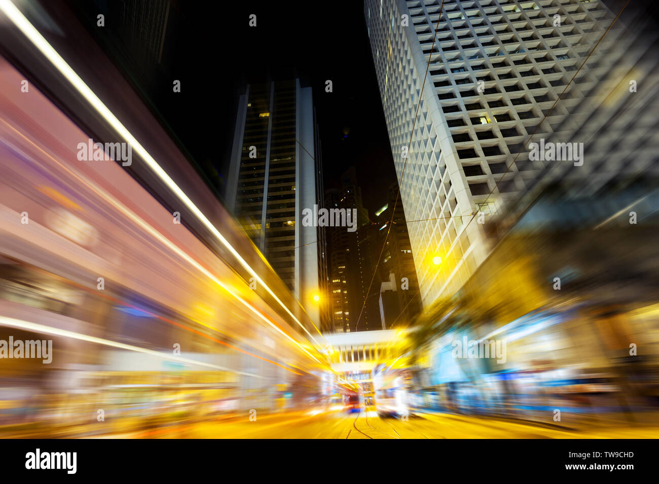 urban city traffic light trails at night Stock Photo - Alamy