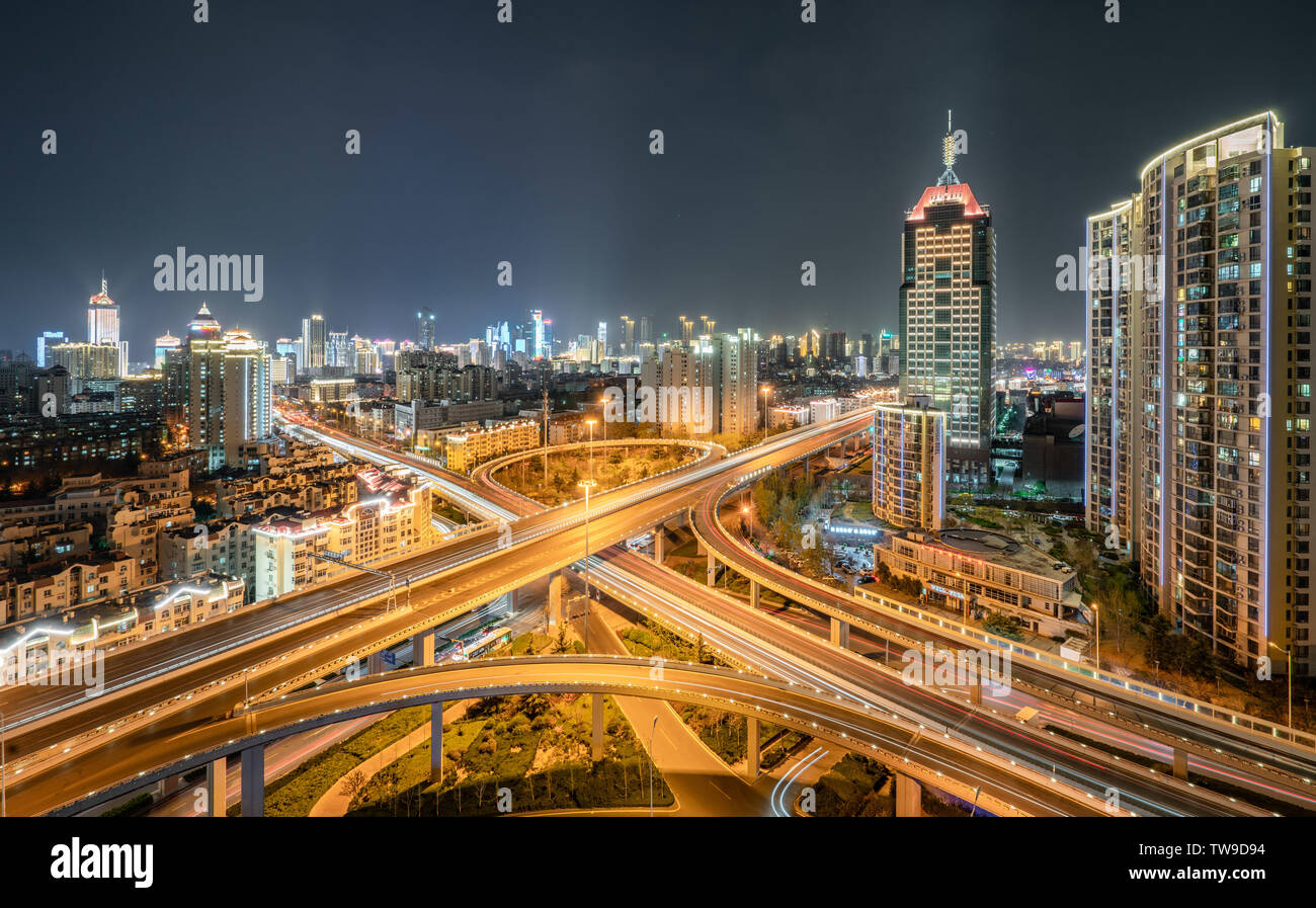 Tourism bridge bridge at night traffic flow lights hi-res stock ...