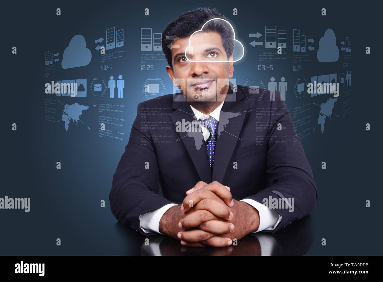 Business man thinking concept of cloud computing Stock Photo - Alamy