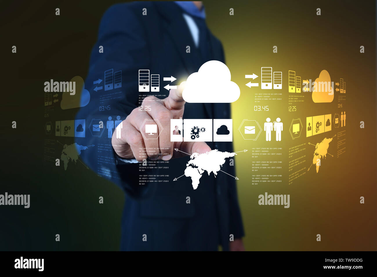 Business man showing concept of cloud computing Stock Photo - Alamy