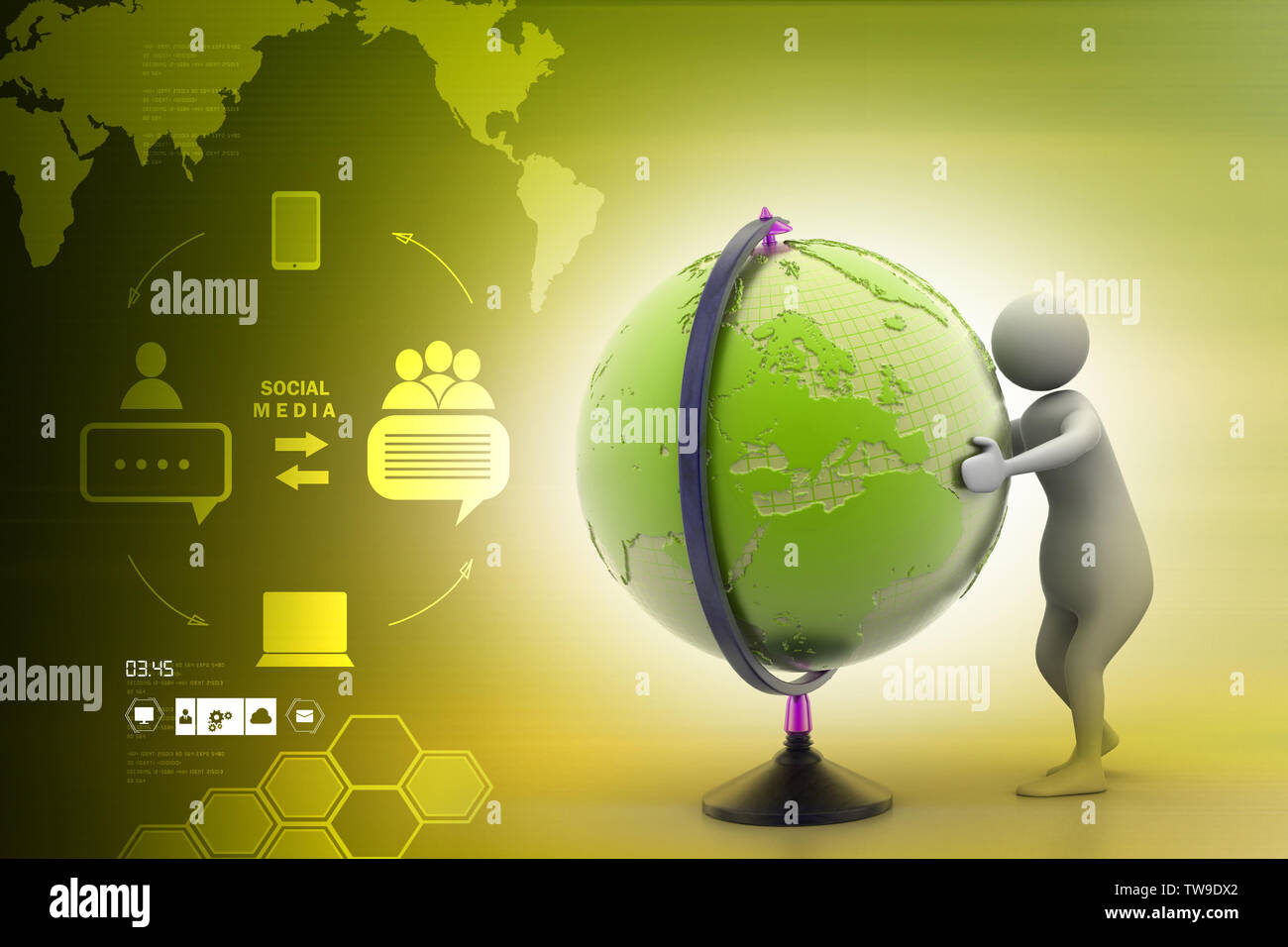 3d cartoon character world globe hi-res stock photography and images ...
