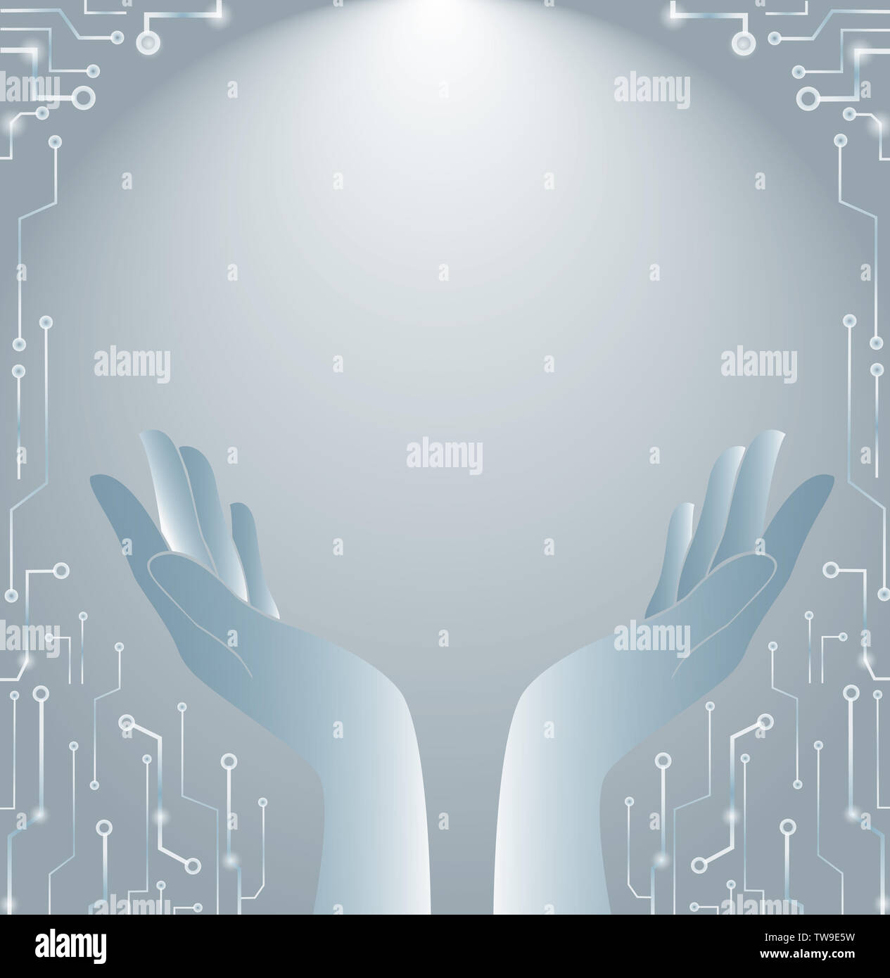 hands holding and lighting technology art background Stock Photo - Alamy