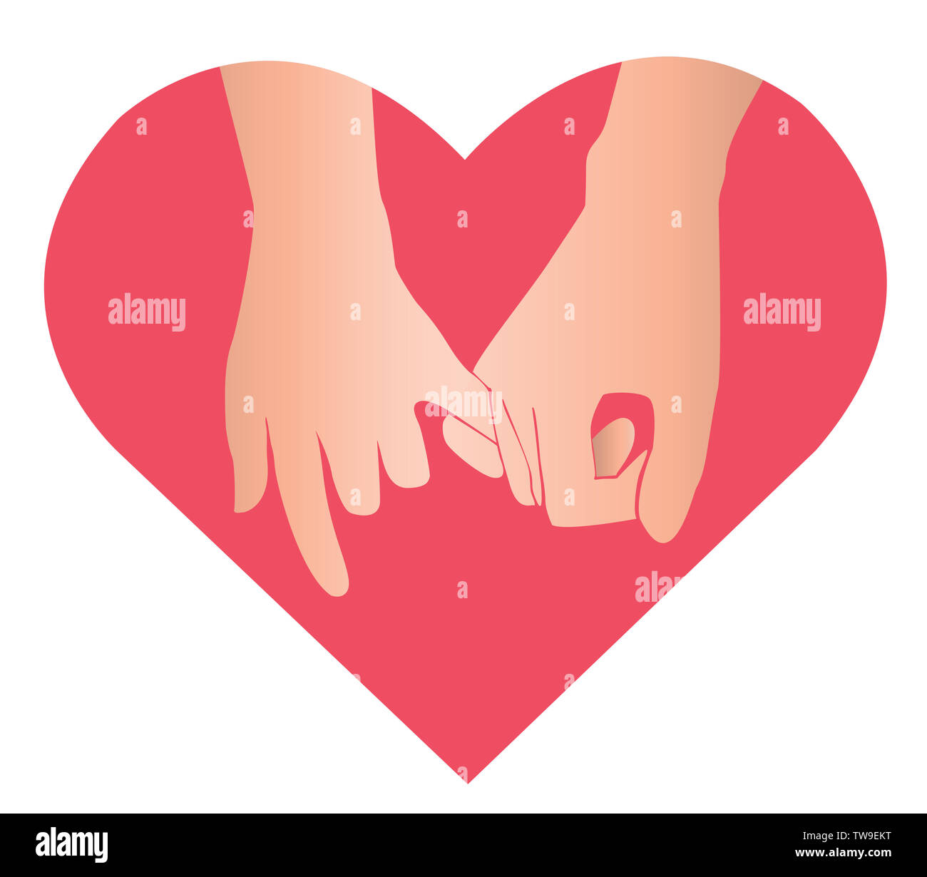 pinky promise , hand holding in heart shape Stock Photo - Alamy