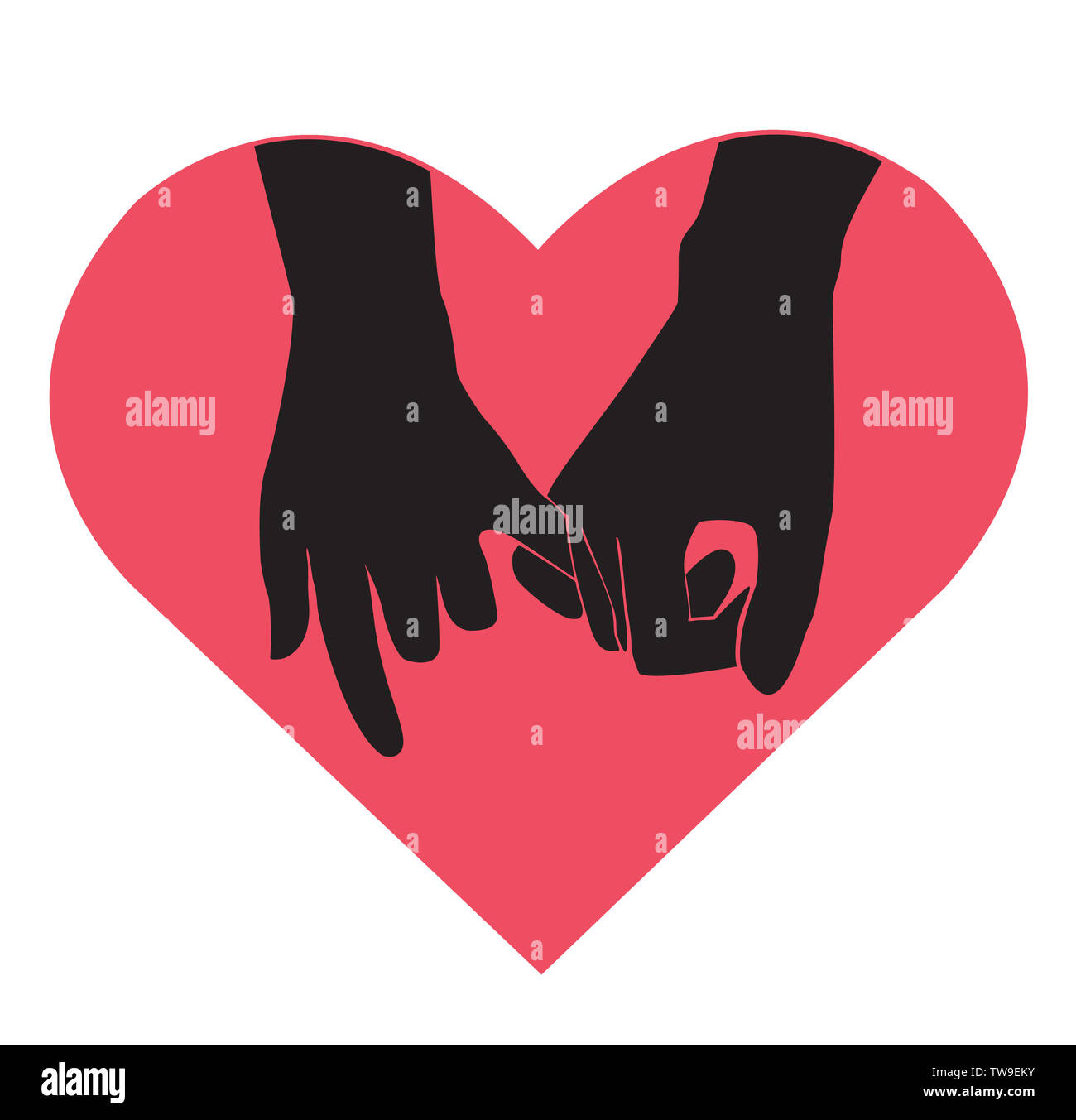 pinky promise , hand holding in heart shape Stock Photo - Alamy