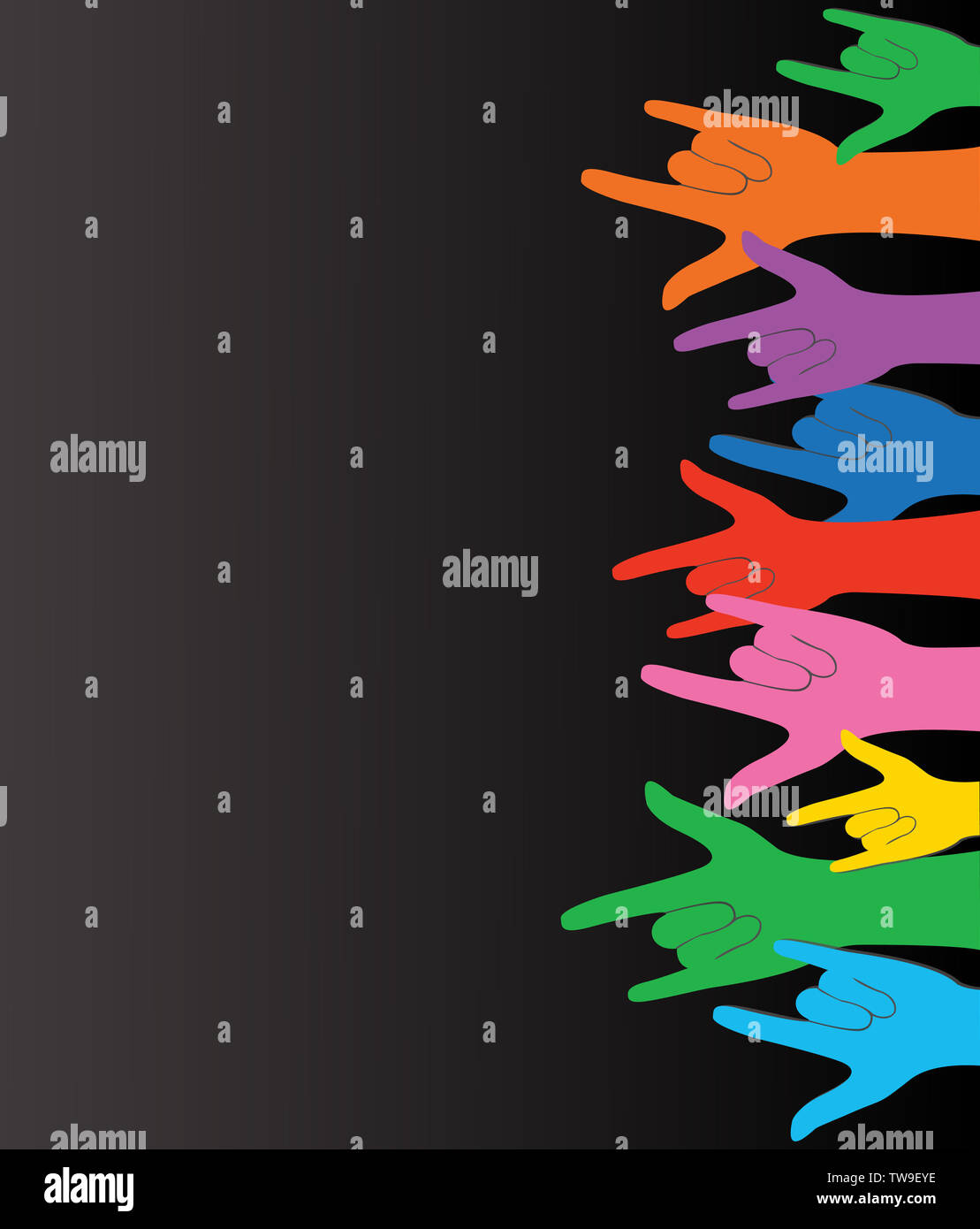 all color hands up love sign and background Stock Photo - Alamy