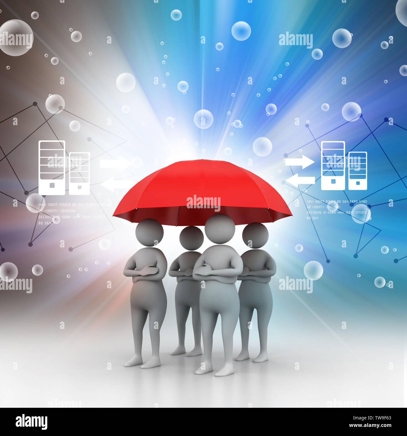 3d people under umbrella team hi-res stock photography and images - Alamy