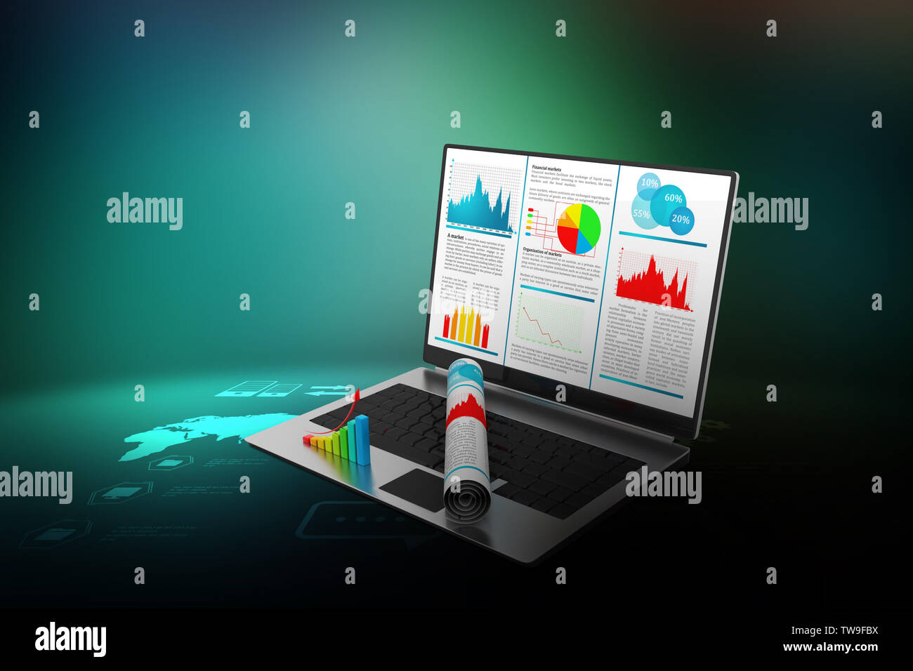 Laptop showing a financial report Stock Photo - Alamy