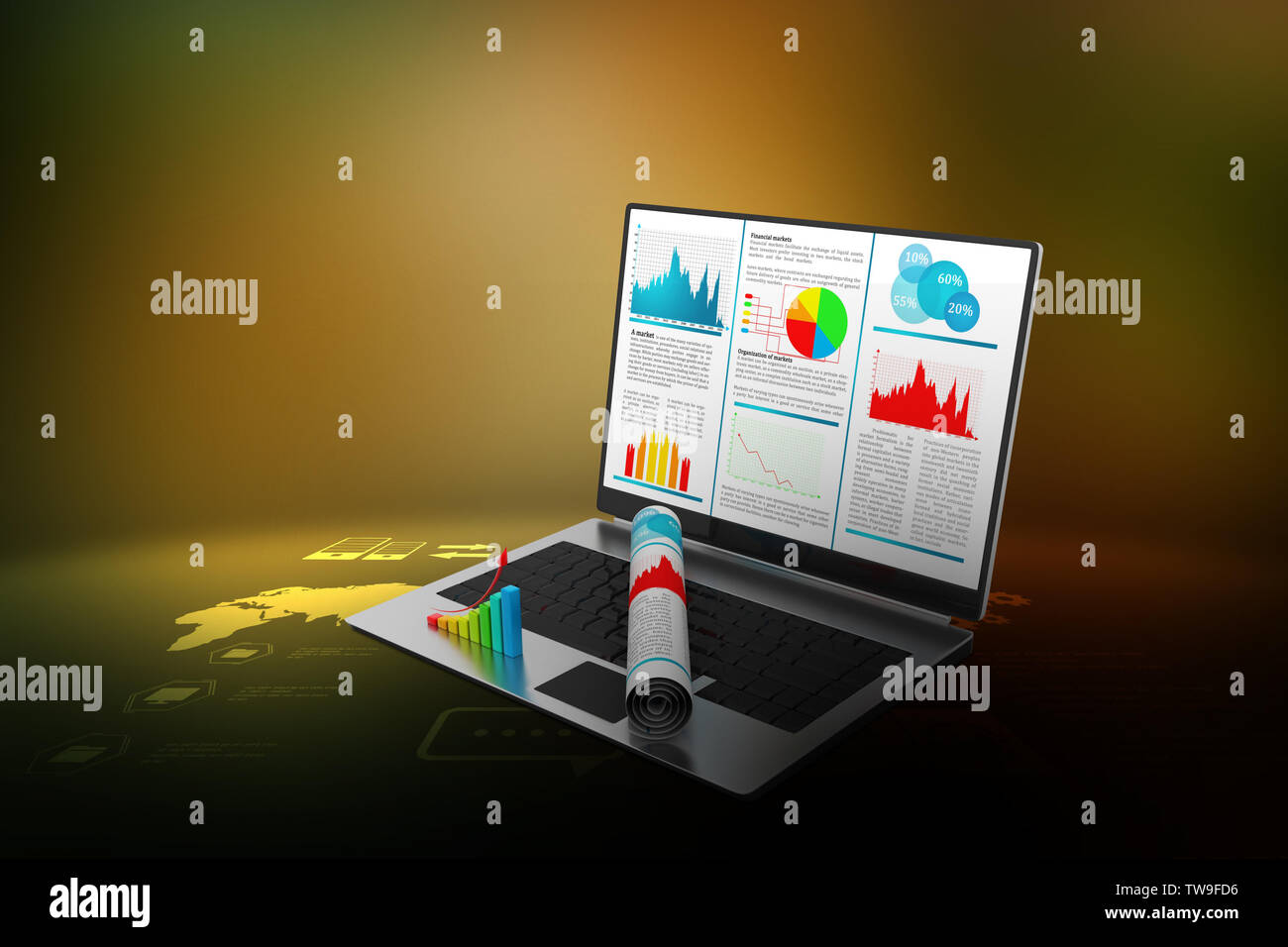 Laptop showing a financial report Stock Photo - Alamy