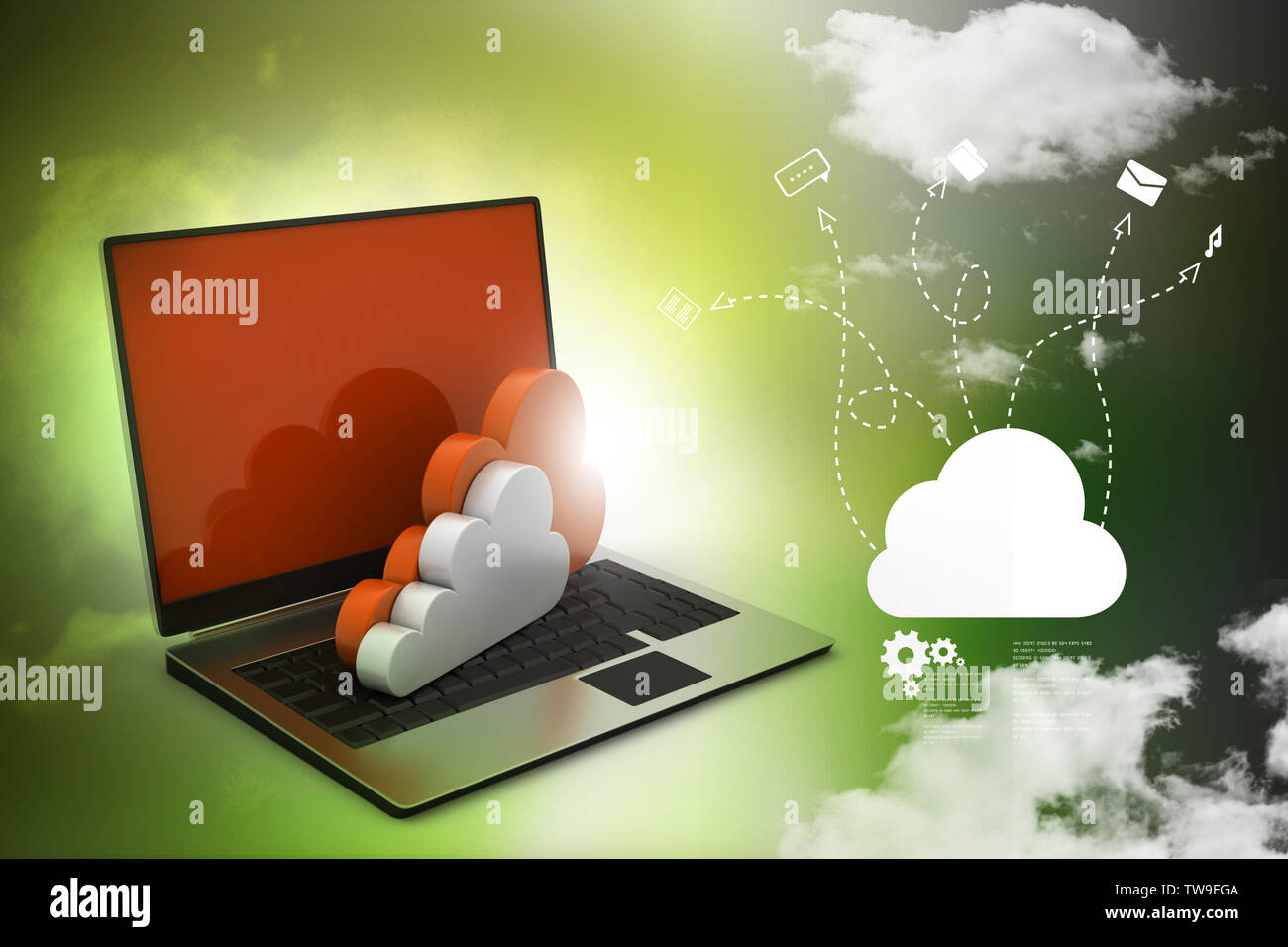 laptop showing concept of cloud computing Stock Photo - Alamy