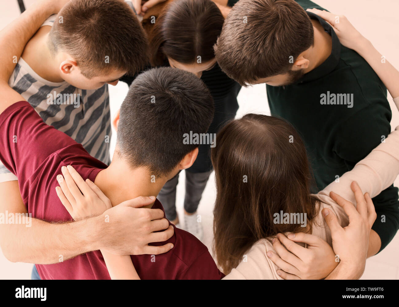 People standing together in circle, closeup. Unity concept Stock Photo ...
