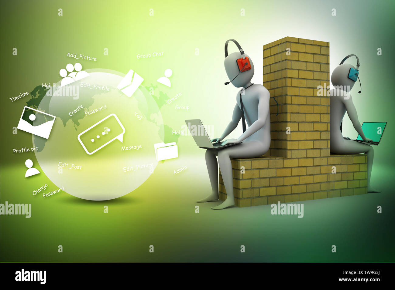 3d people working in laptop Stock Photo - Alamy