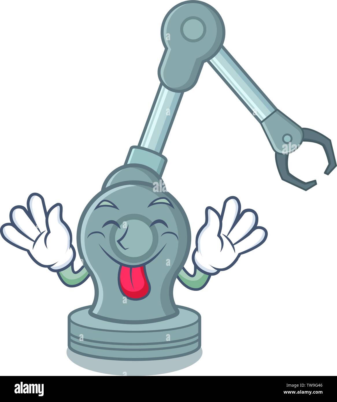Tongue out robotic arm machine above cartoon chair Stock Vector Image ...