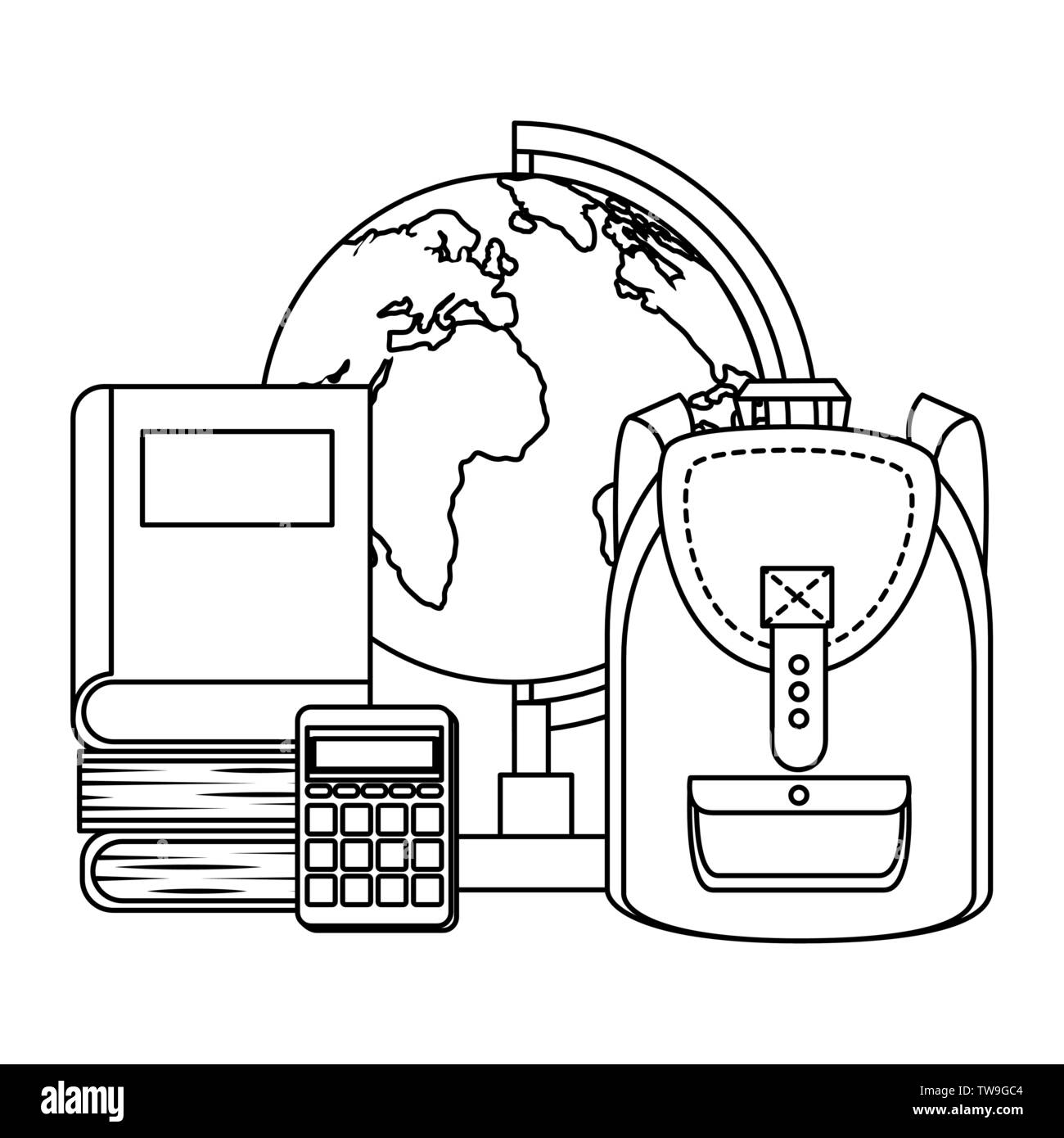 schoolbag with world map and book Stock Vector Image & Art - Alamy