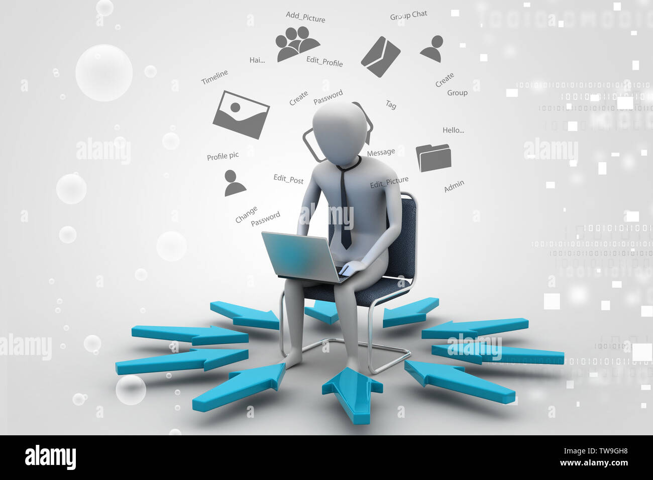 Businessman Cartoon Character Working Computer High Resolution Stock ...