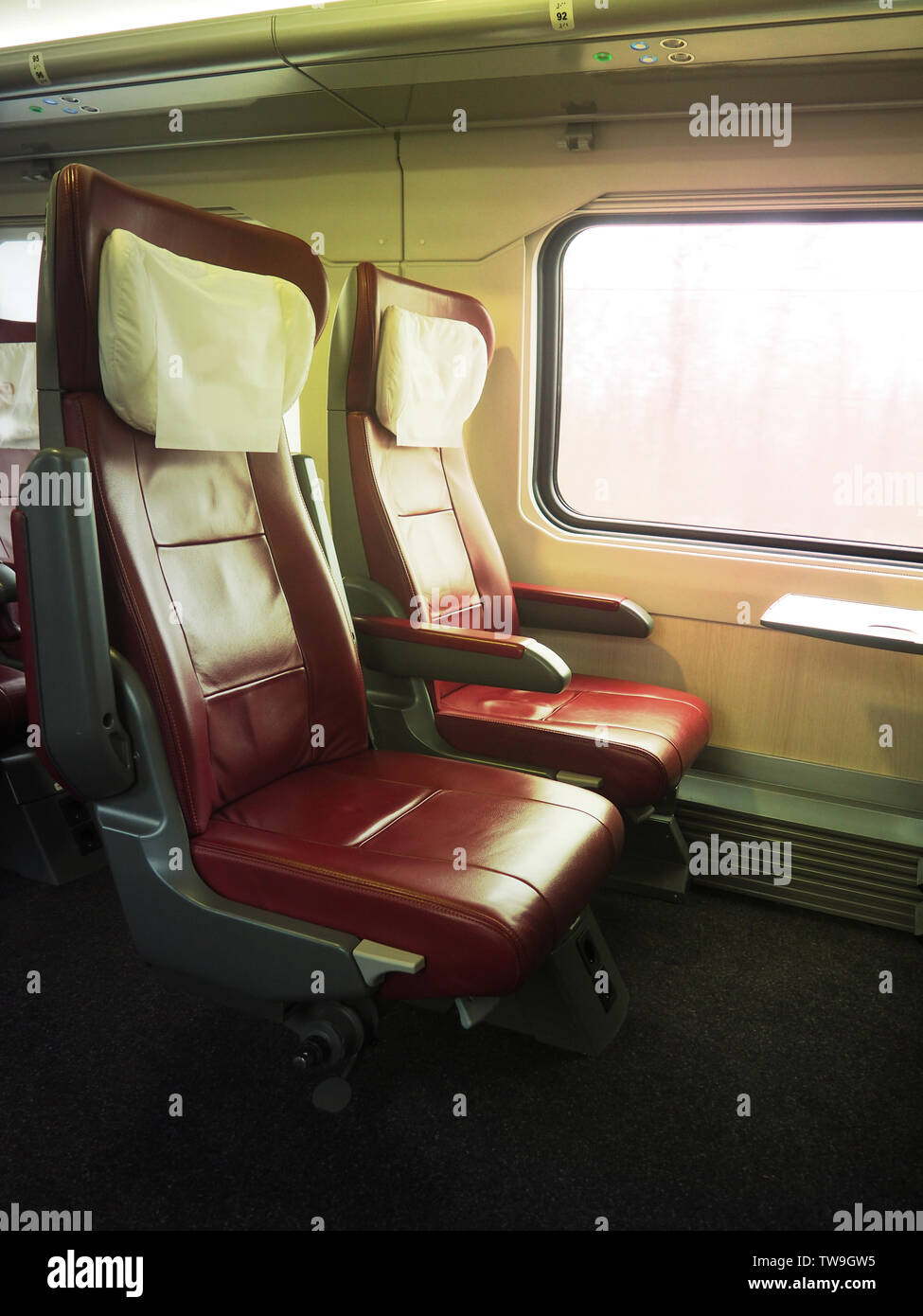 Emtpy interior of the train for long and short distance in Europe Stock ...