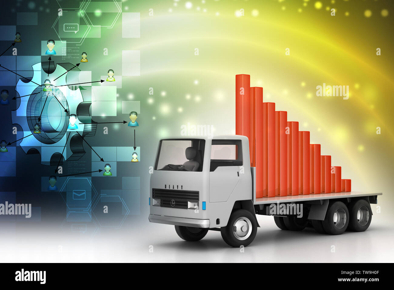 Transportation of business graph in truck Stock Photo - Alamy