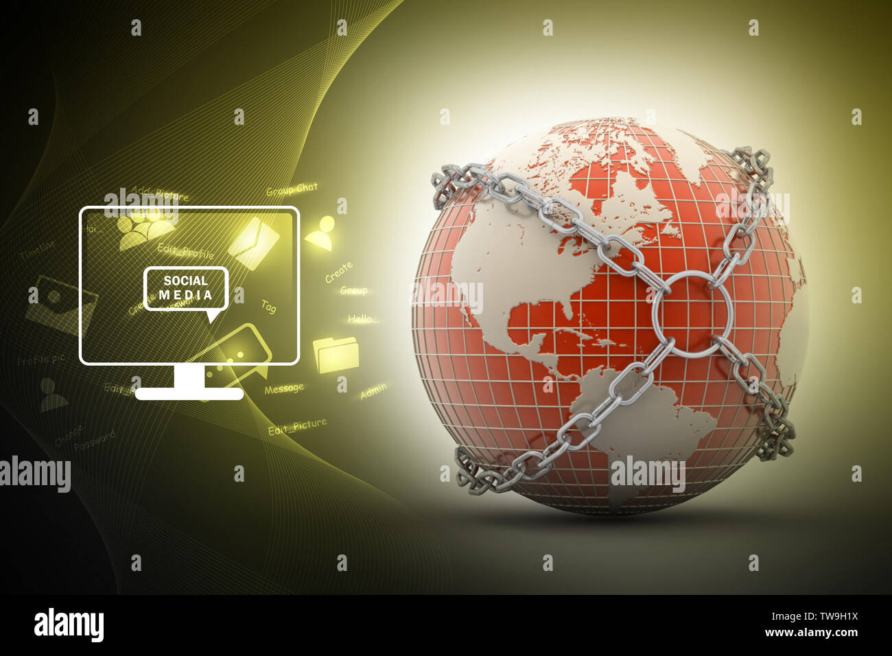 Earth globe close in chain Stock Photo - Alamy