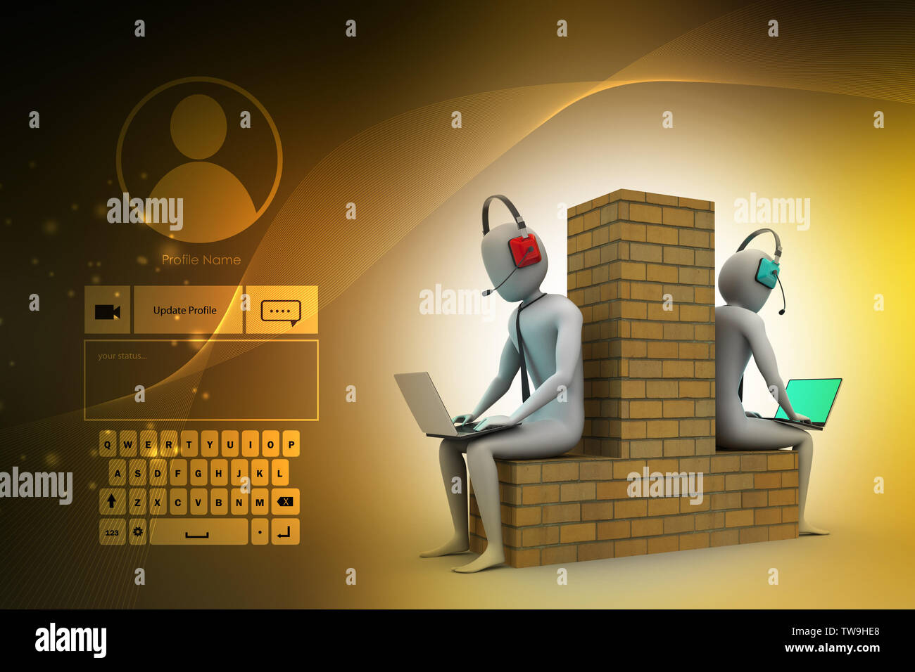 3d people working in laptop Stock Photo - Alamy