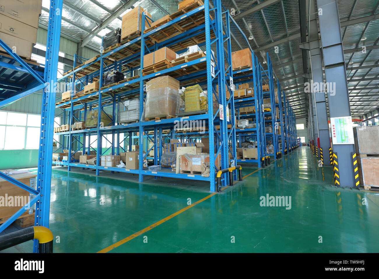 The factory's neat shelves Stock Photo - Alamy