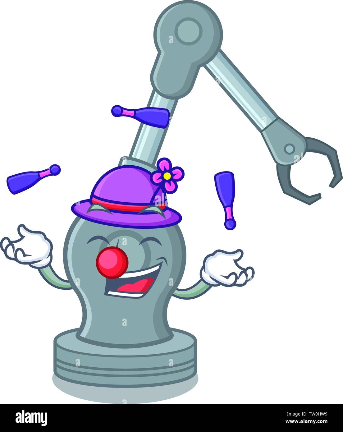 Juggling robotic arm machine above cartoon chair Stock Vector Image ...