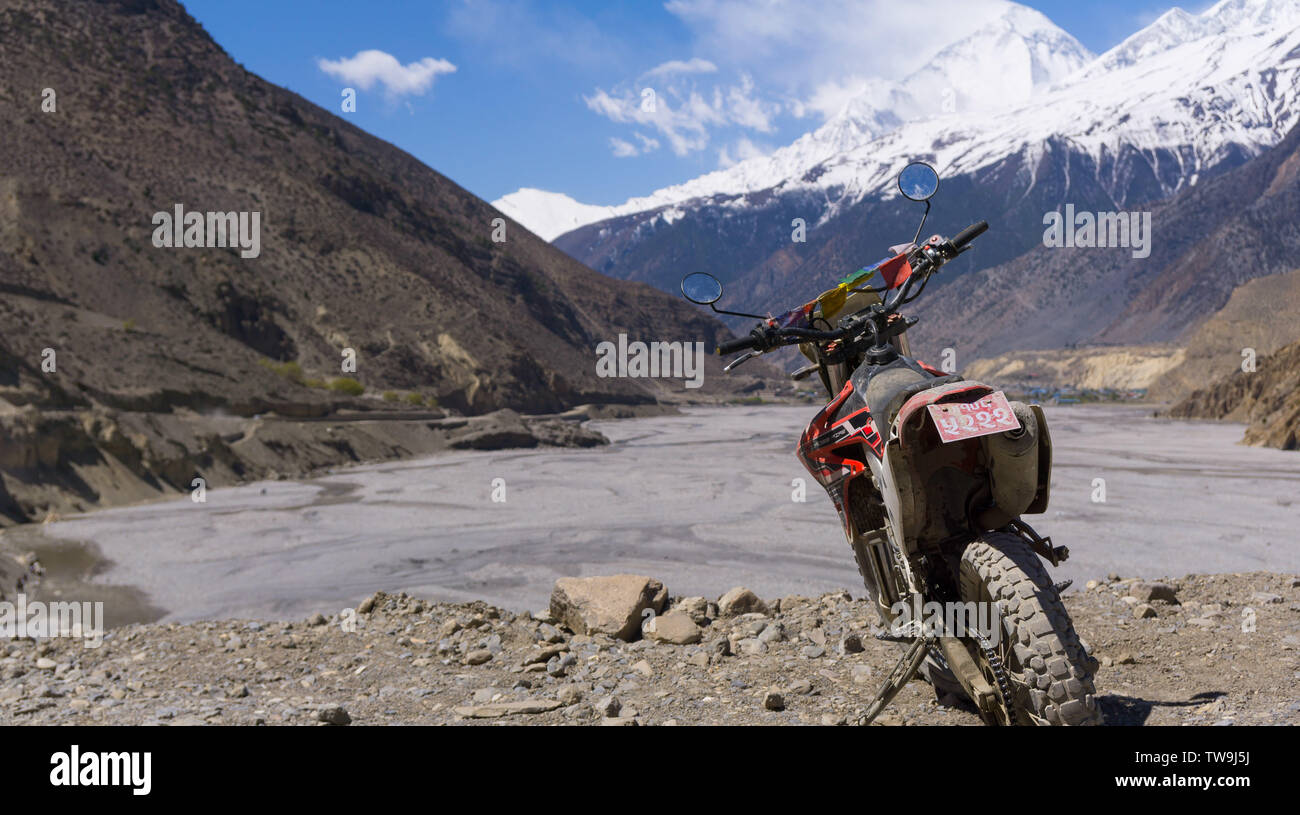 Motorcycle touring in the Mustang, Nepal Stock Photo - Alamy