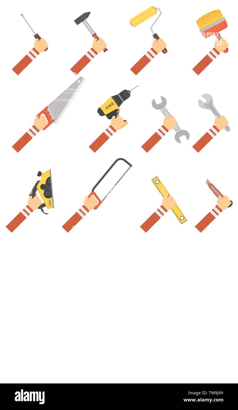 Hands working construction Stock Vector Images - Alamy