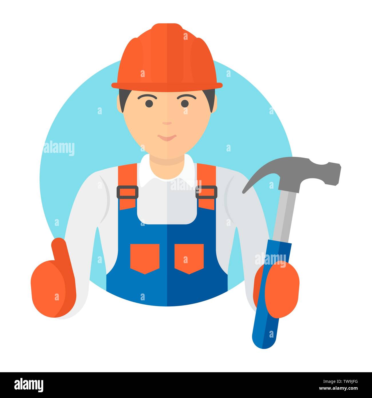 Construction worker young measure Stock Vector Images - Alamy