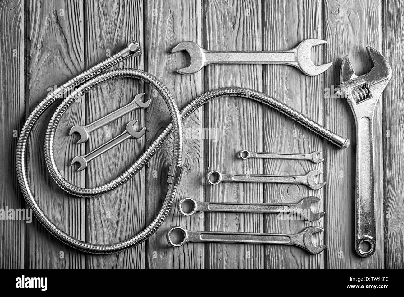 Plumbers wrench Black and White Stock Photos & Images - Alamy
