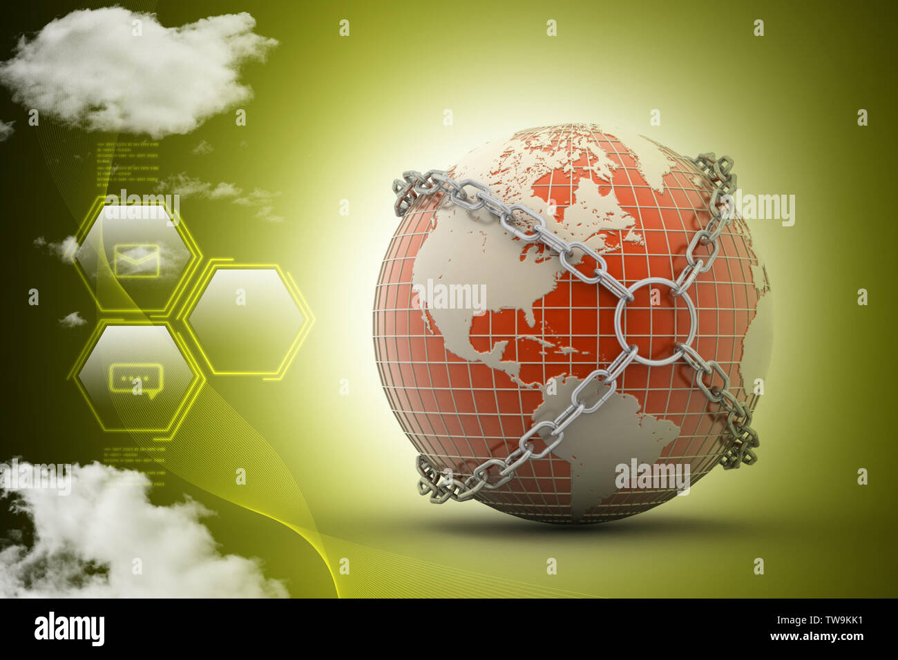 Earth globe close in chain Stock Photo - Alamy