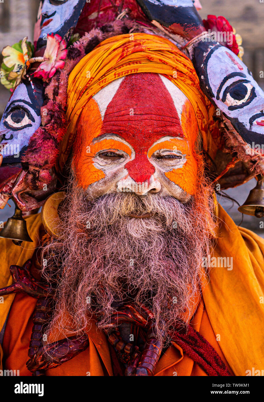 Sadhu or holy man at Pashupatinath temple complex in Kathmandu, Nepal ...