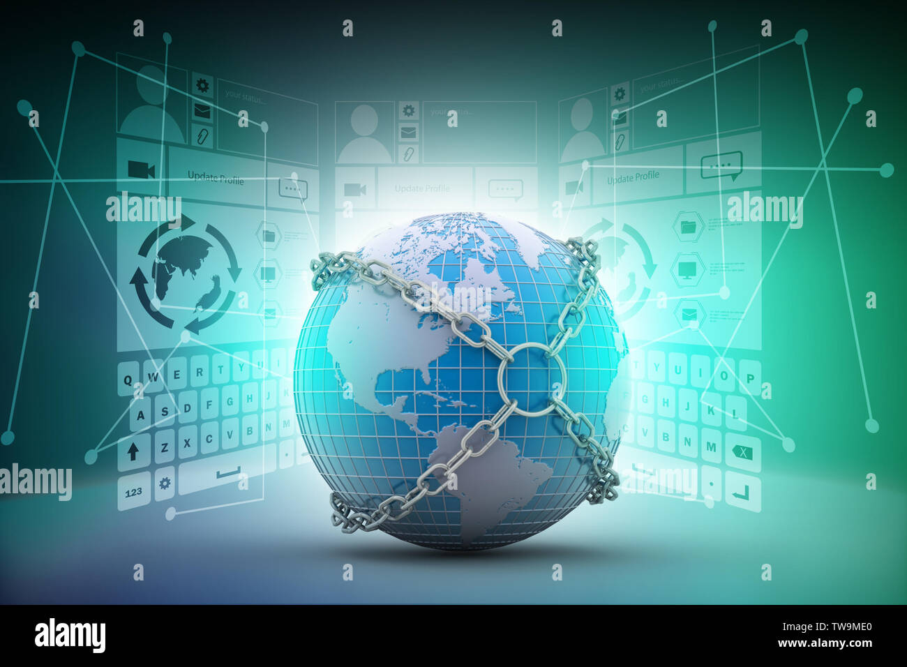 3d world map chrome hi-res stock photography and images - Alamy