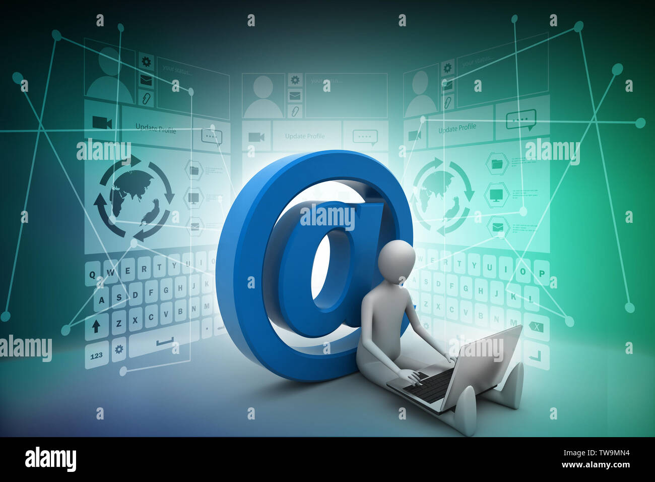 3d person e mail symbol Stock Photo - Alamy