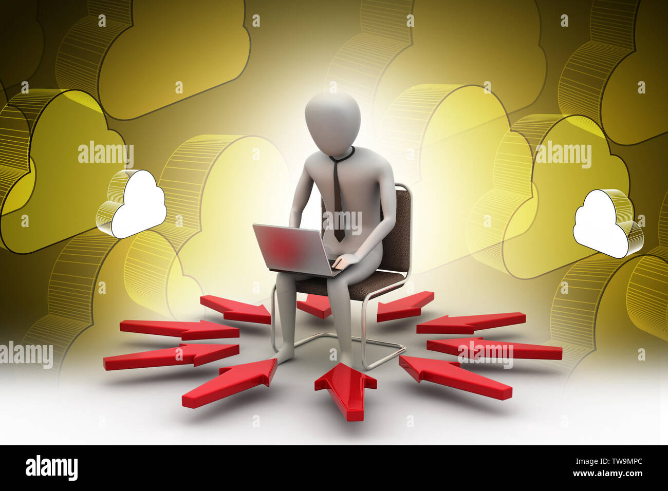 3d man working on laptop Stock Photo - Alamy
