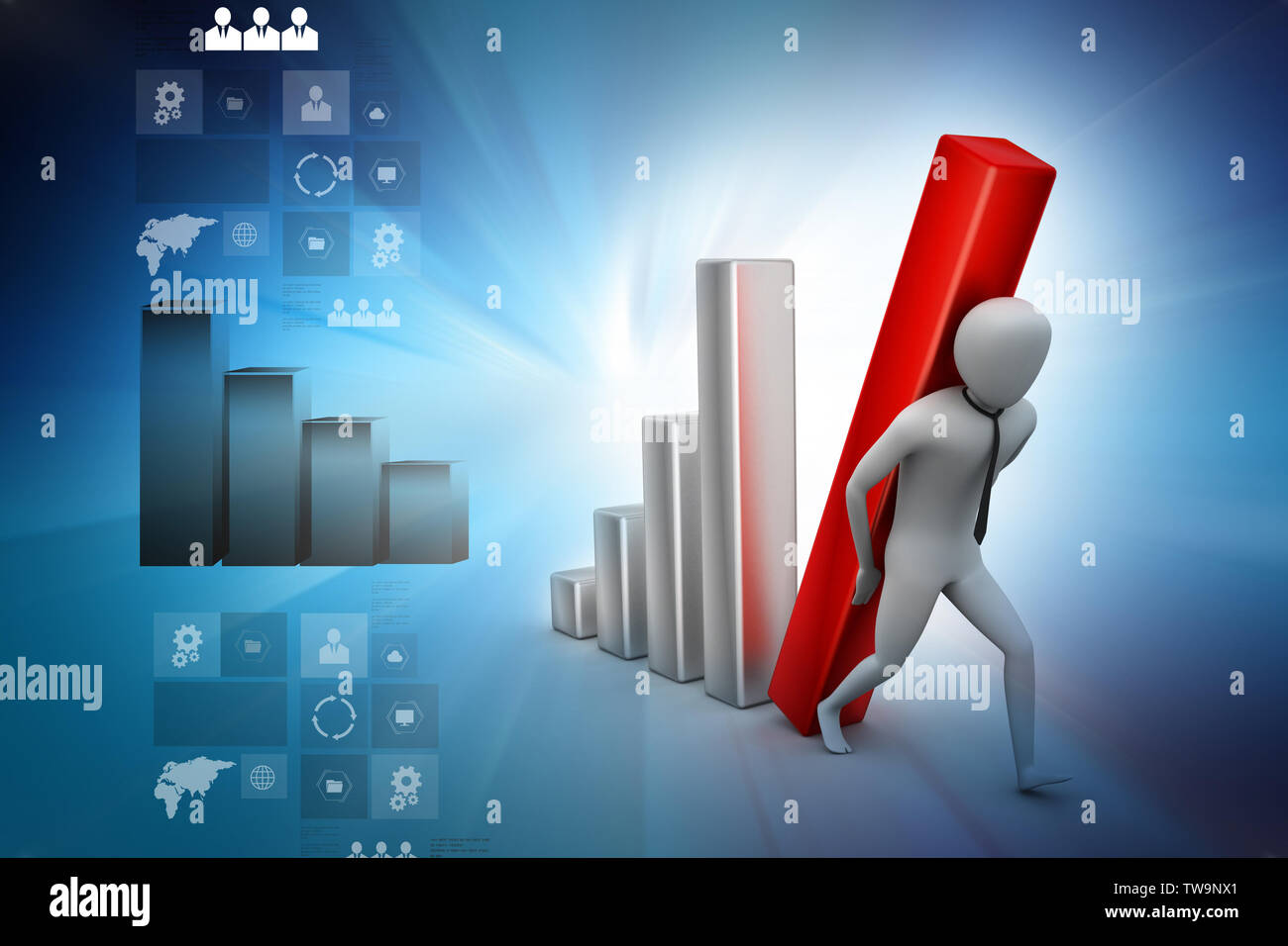 Business man pushing graph chart Stock Photo - Alamy