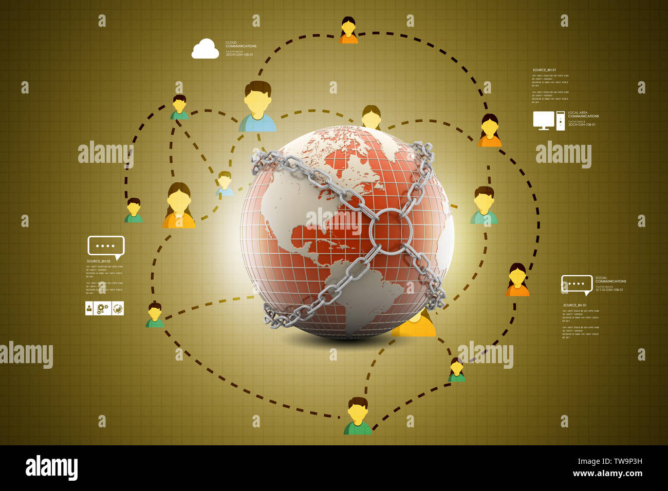 3d world map chrome hi-res stock photography and images - Alamy