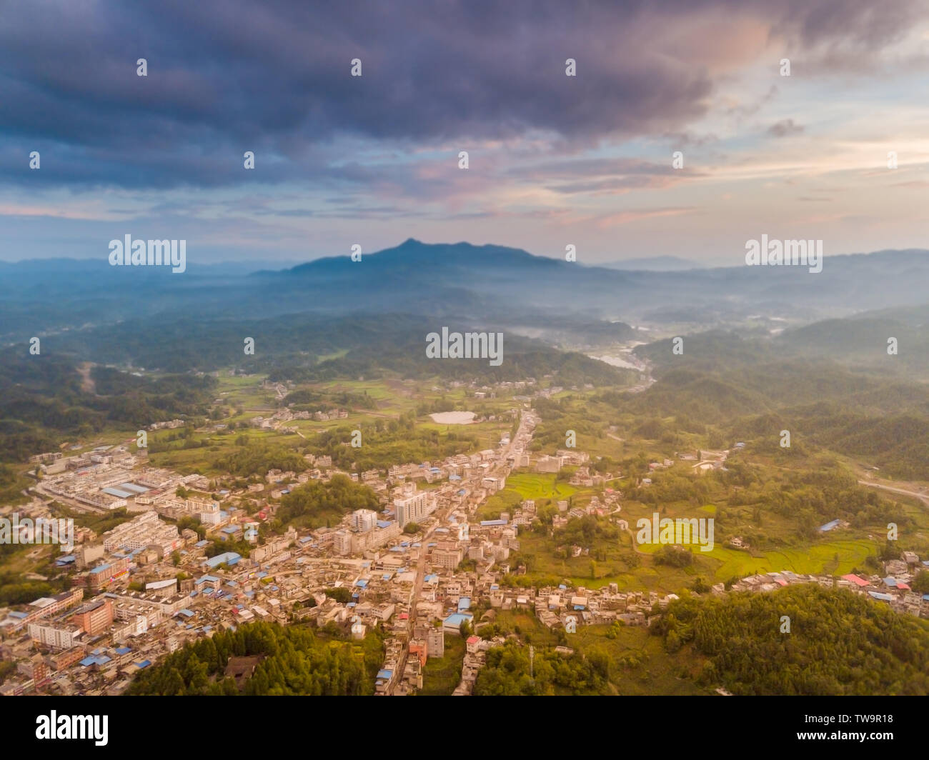 Aerial photo of Tuanbao Town, Lichuan City Stock Photo - Alamy