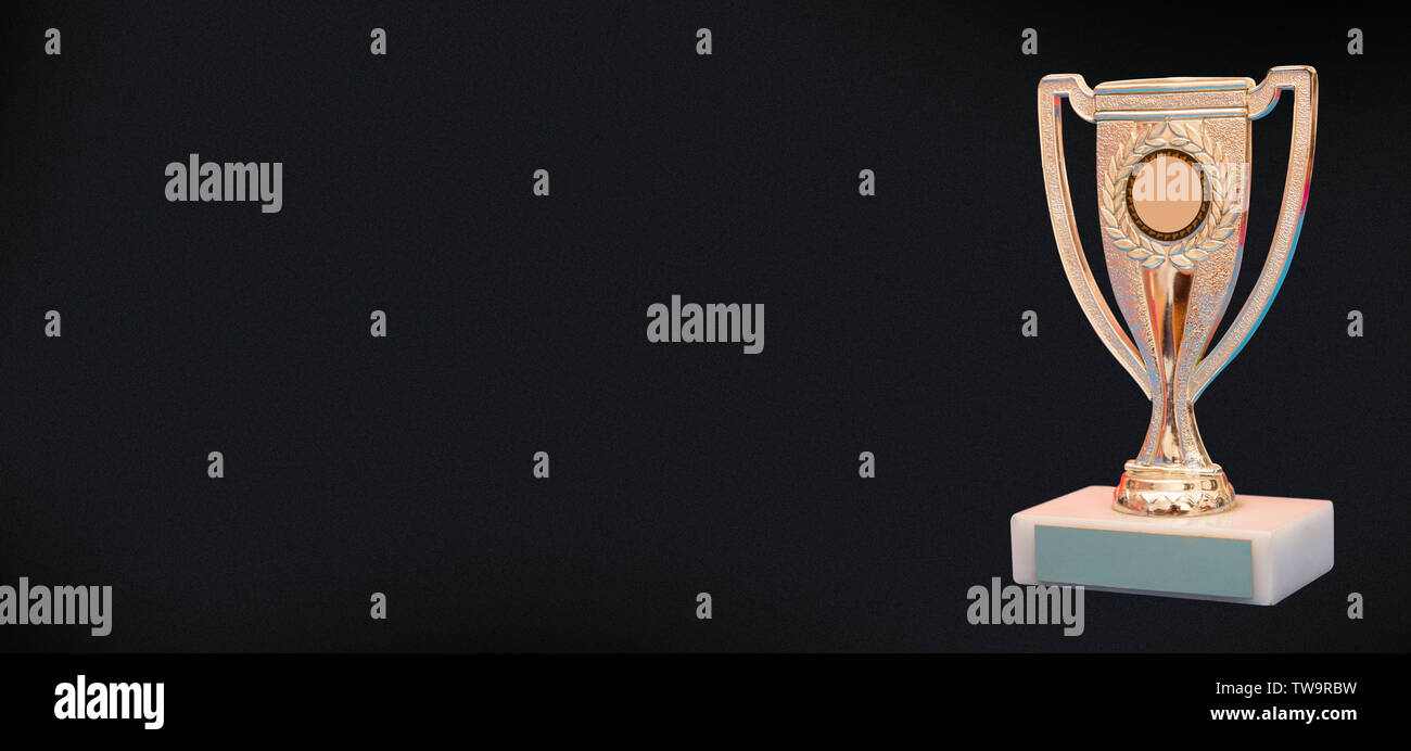 Winner Trophy award banner, Success concept on black background Stock ...