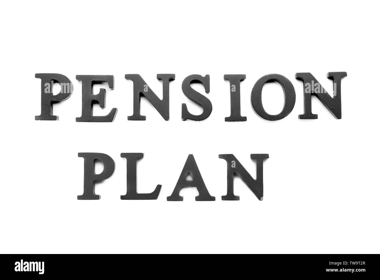 Words "Pension plan" on white background Stock Photo - Alamy