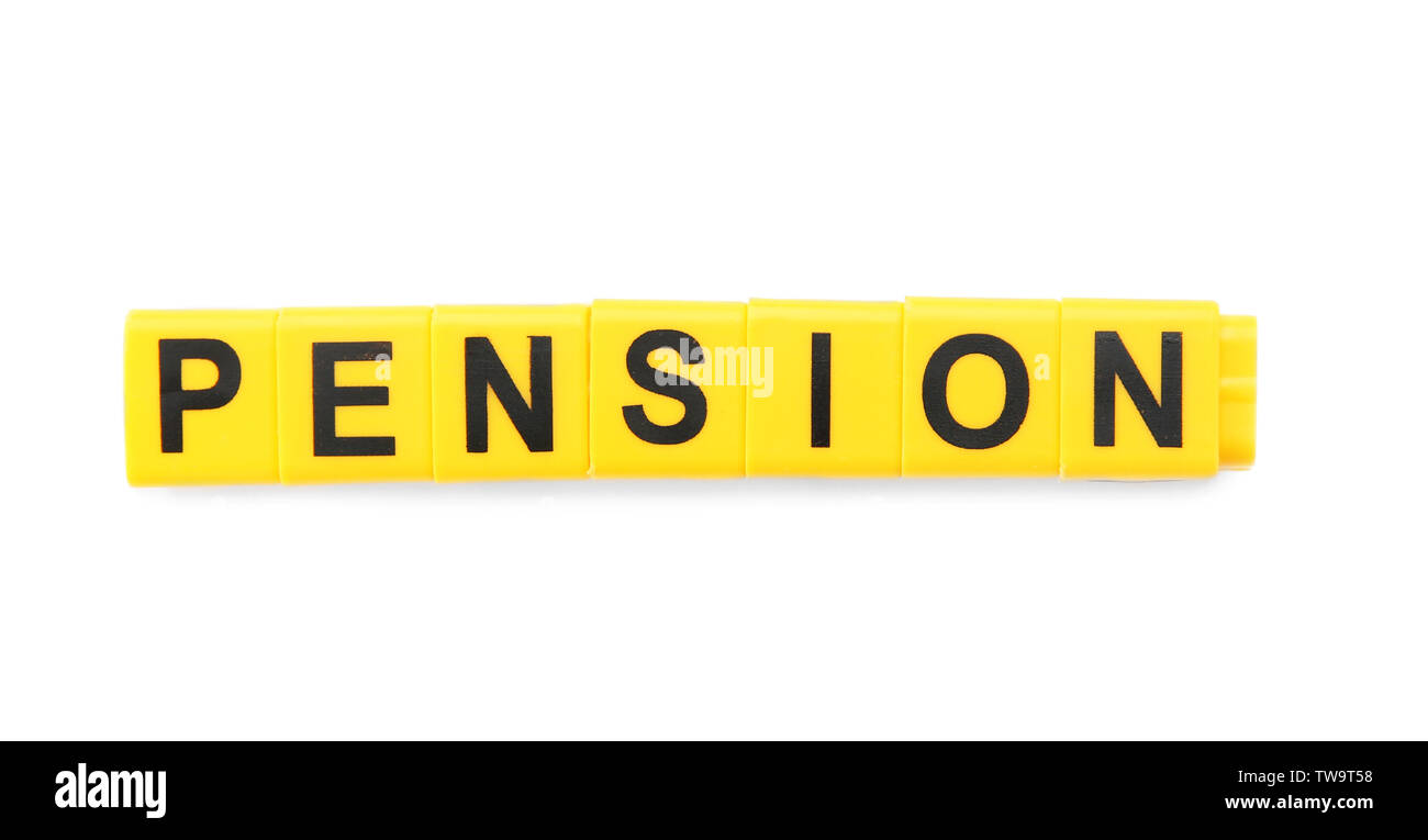 Word "Pension" on white background Stock Photo - Alamy