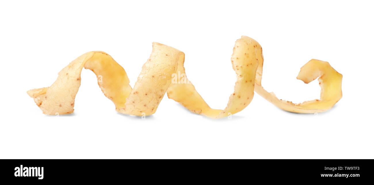 Skin of fresh raw potato on white background Stock Photo - Alamy