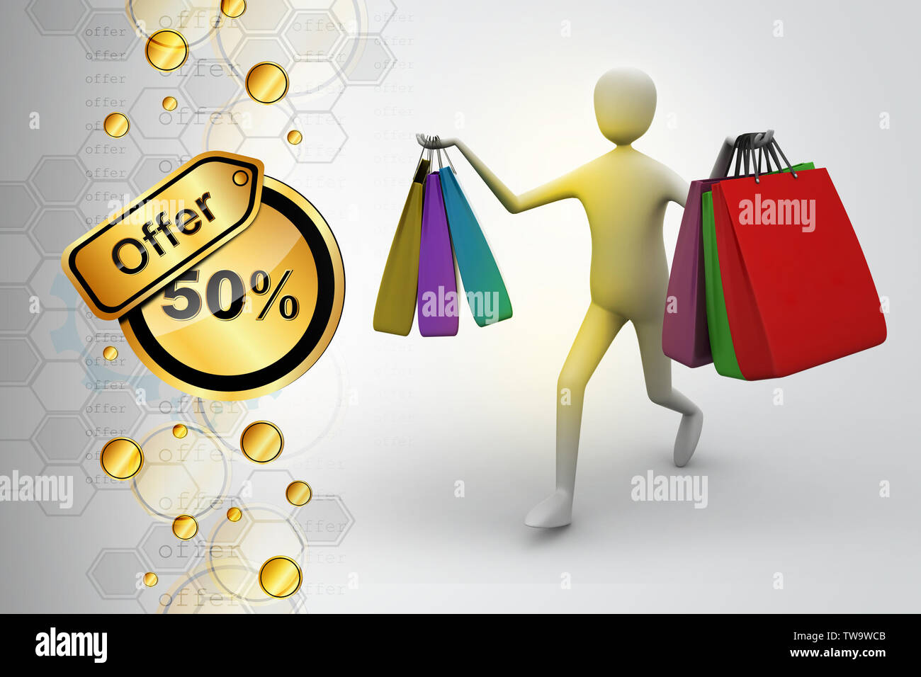 3d man with shopping bags Stock Photo - Alamy