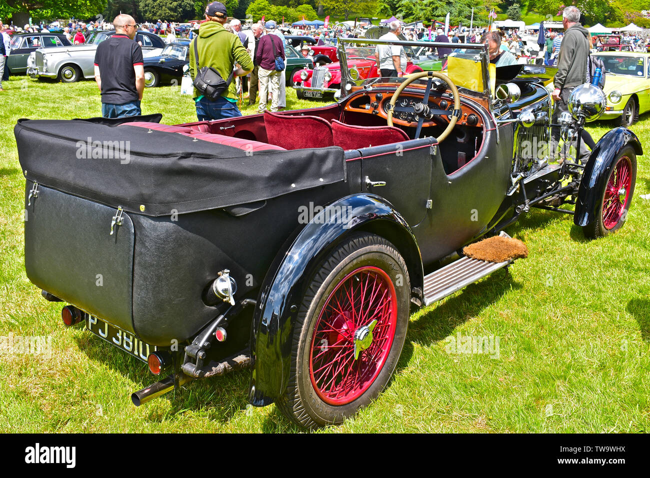 Exeter Classic Car Show. Rear view of classic vintage open-topped ...