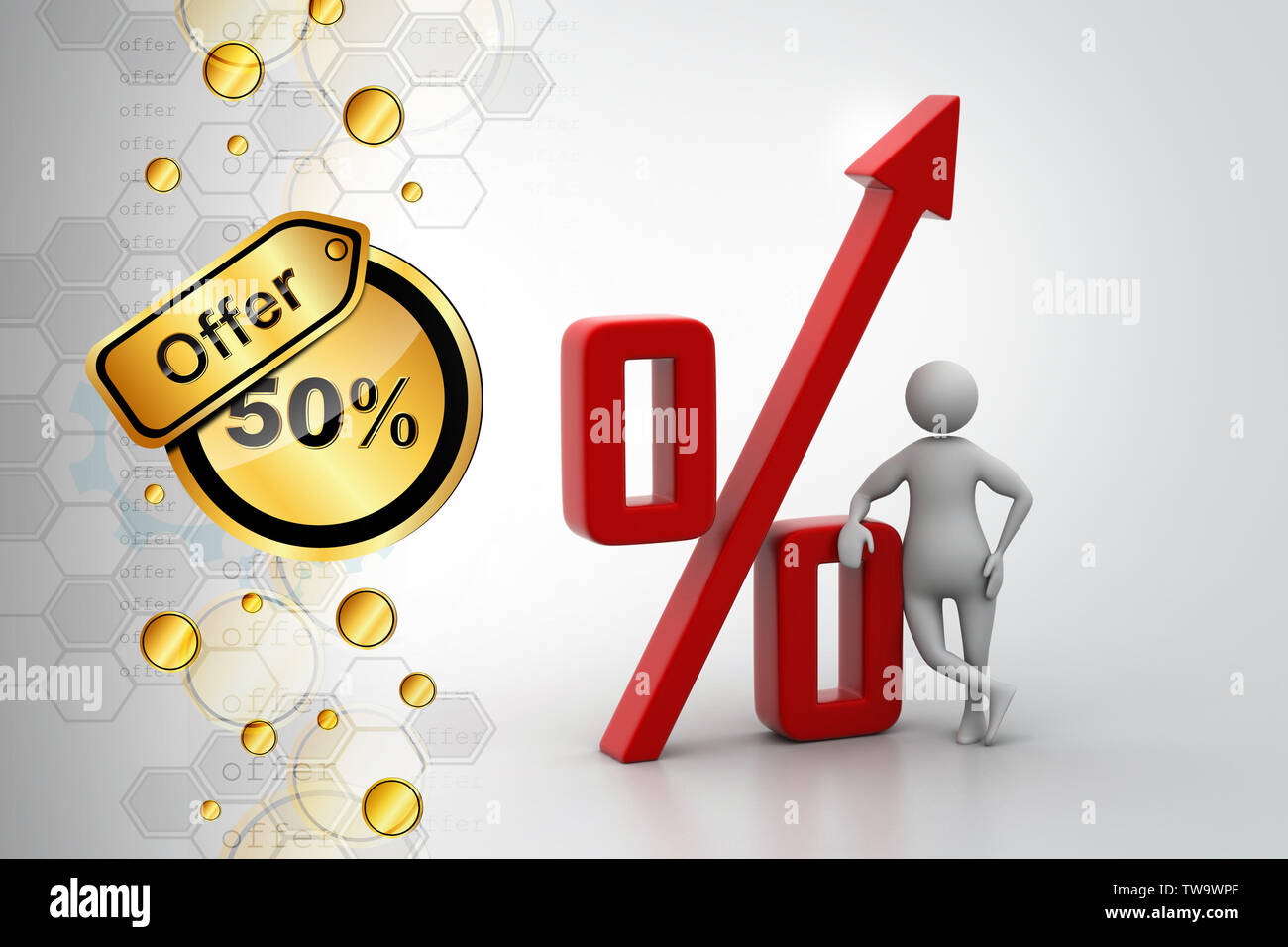 percentage sign with man Stock Photo - Alamy