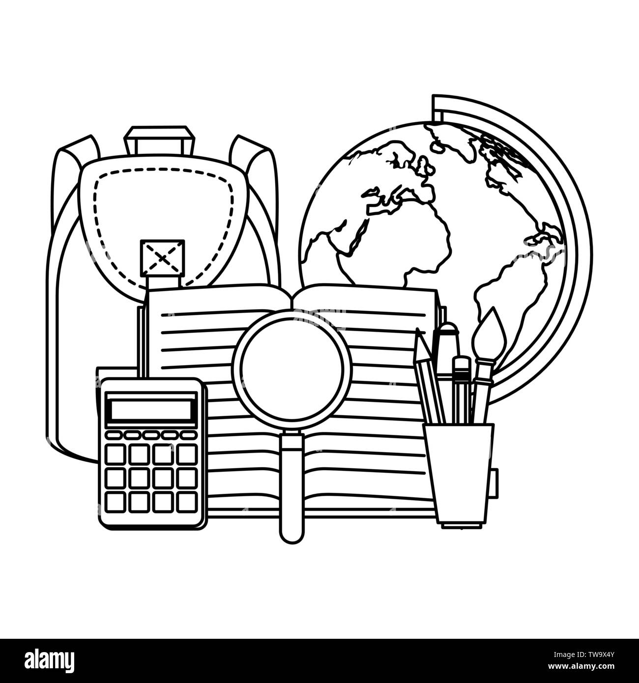 schoolbag with world map and book Stock Vector Image & Art - Alamy