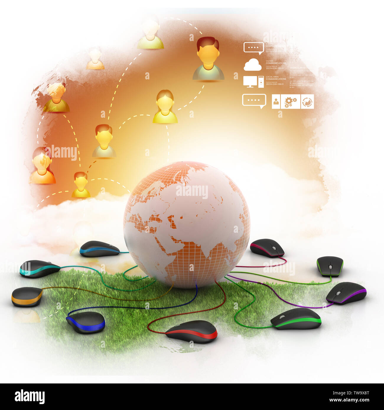 Globe connecting with computer mouse Stock Photo - Alamy