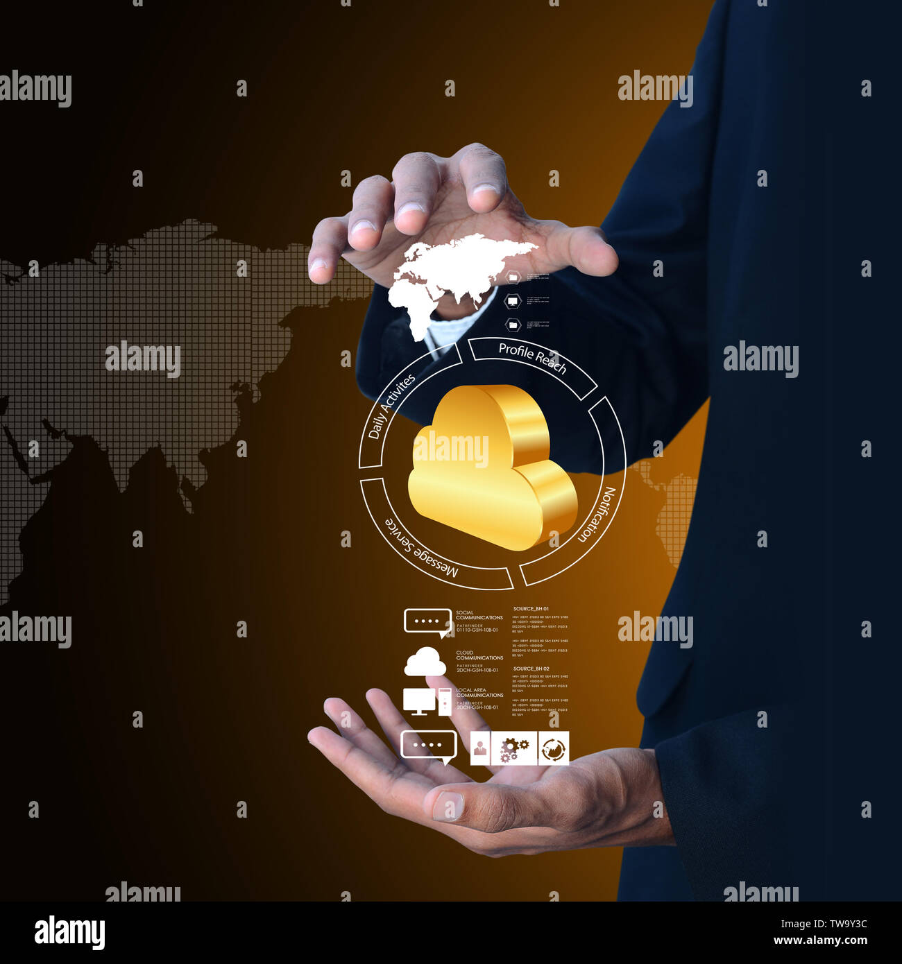 Business man showing concept of cloud computing Stock Photo - Alamy