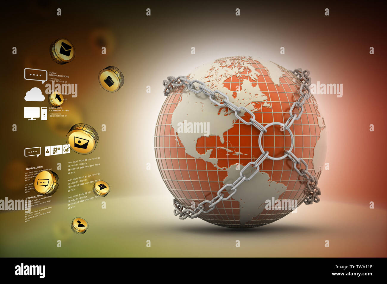 Earth globe close in chain Stock Photo - Alamy