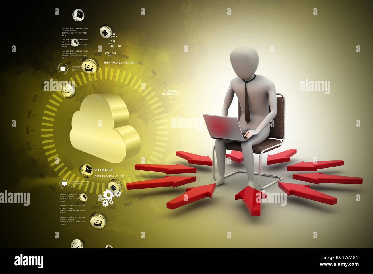 3d man working on laptop Stock Photo - Alamy