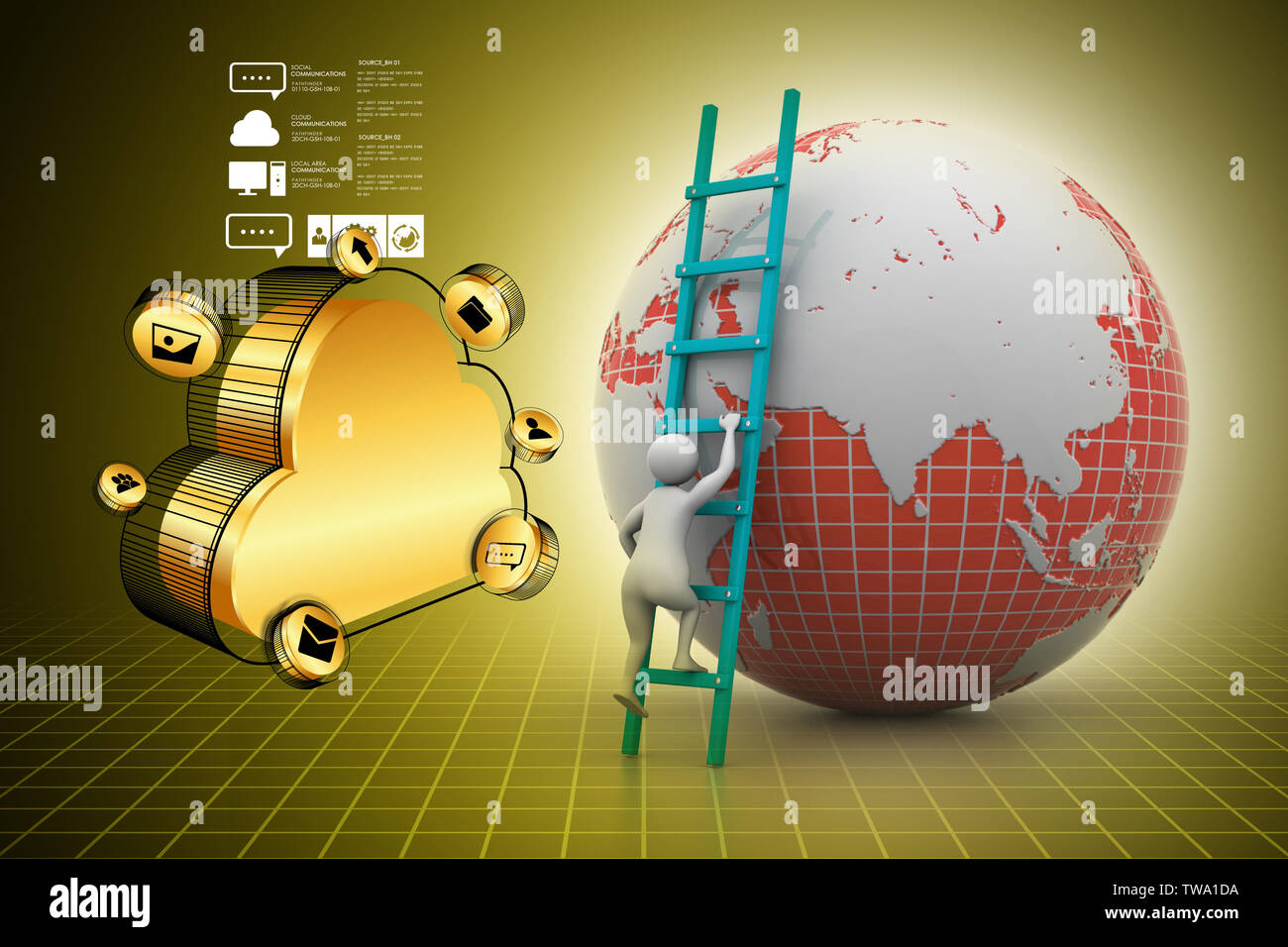 Earth globe and ladder Stock Photo - Alamy